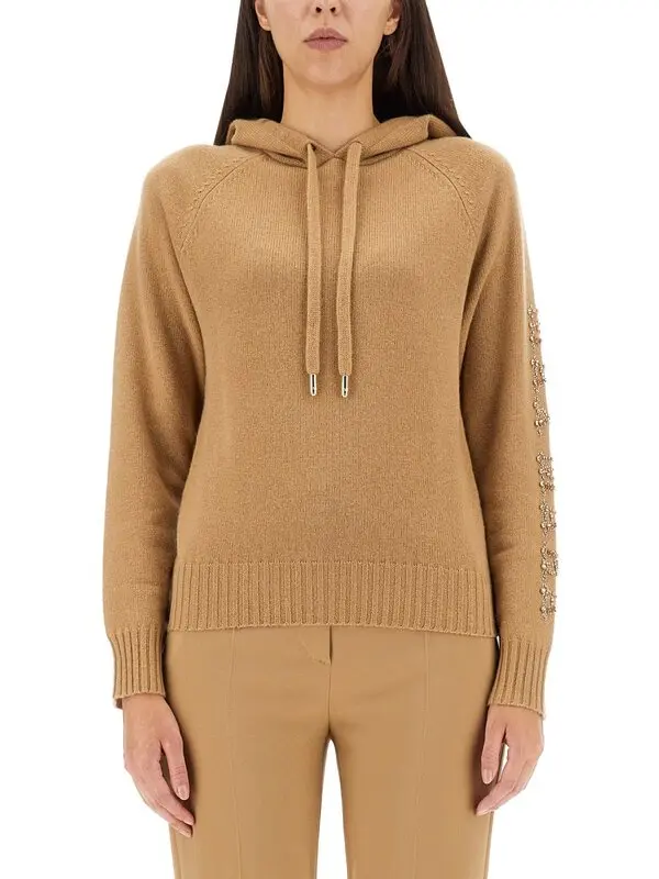 Max Mara Ananas Wool And Cashmere Hoodie - Beige