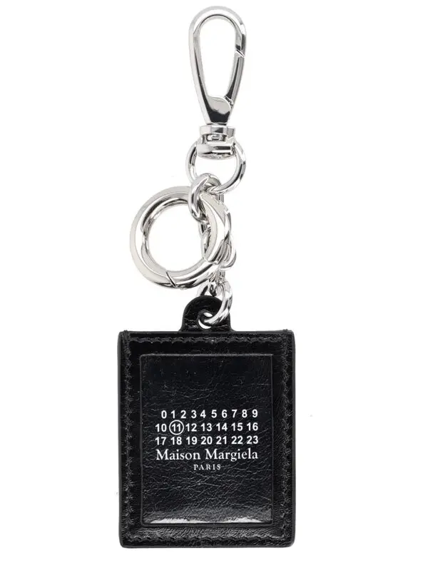MAISON MARGIELA Leather Keychain With Logo - Black