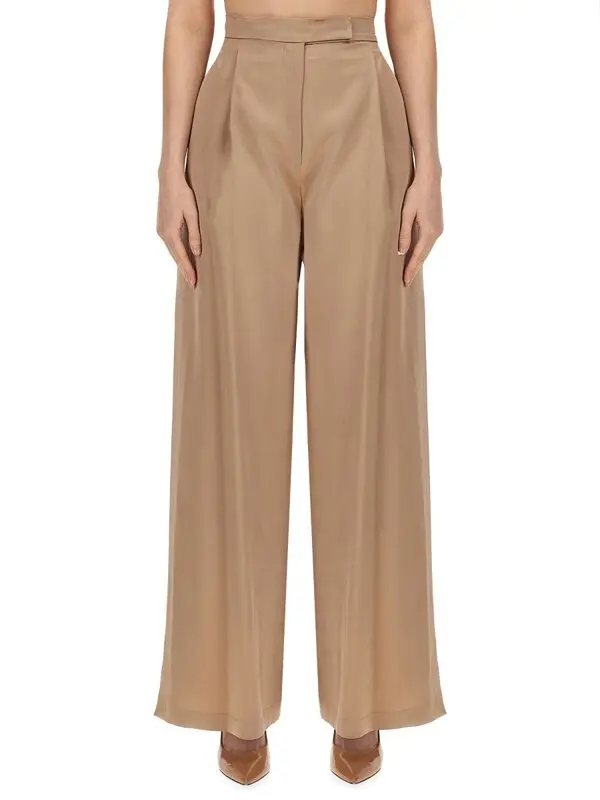 Max Mara Silk Wide-leg Trousers - Beige