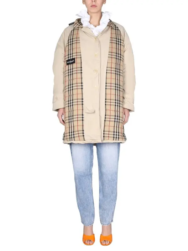 1/OFF PARIS Check Pattern Trench Coat - Beige