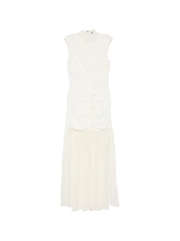 ROTATE BY BIRGER CHRISTENSEN High Neck Sleeveless Dress With Gathered Details - Bianco