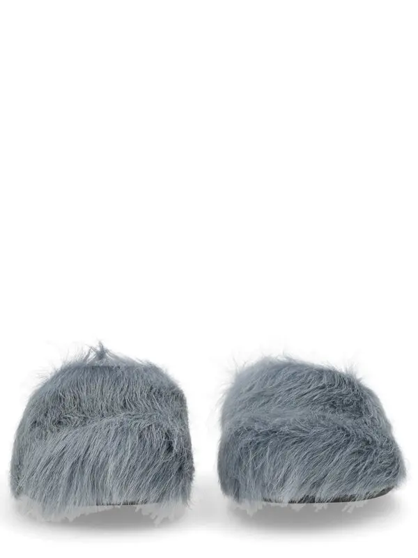 Marni Faux Fur Slip-on Slippers - Azure