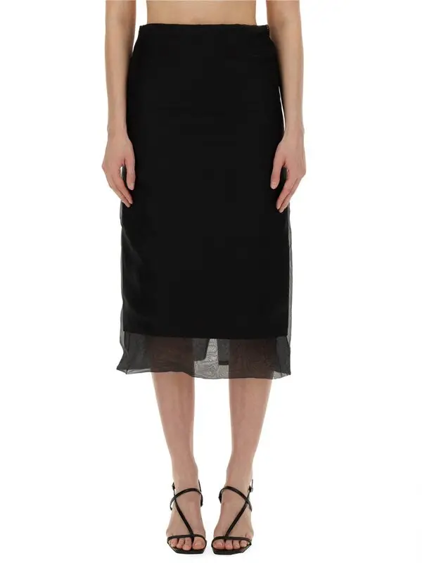 Sportmax Silk Midi Skirt - Black