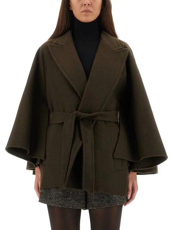 Max Mara Camel Wool Double Breasted Coat - Green