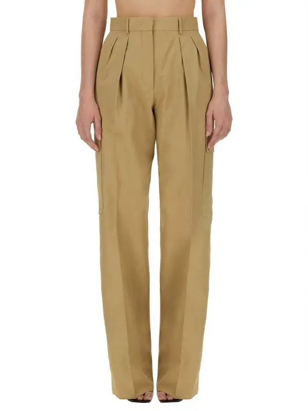 Sportmax Jacopo Pleated Cotton Blend Trousers - Beige