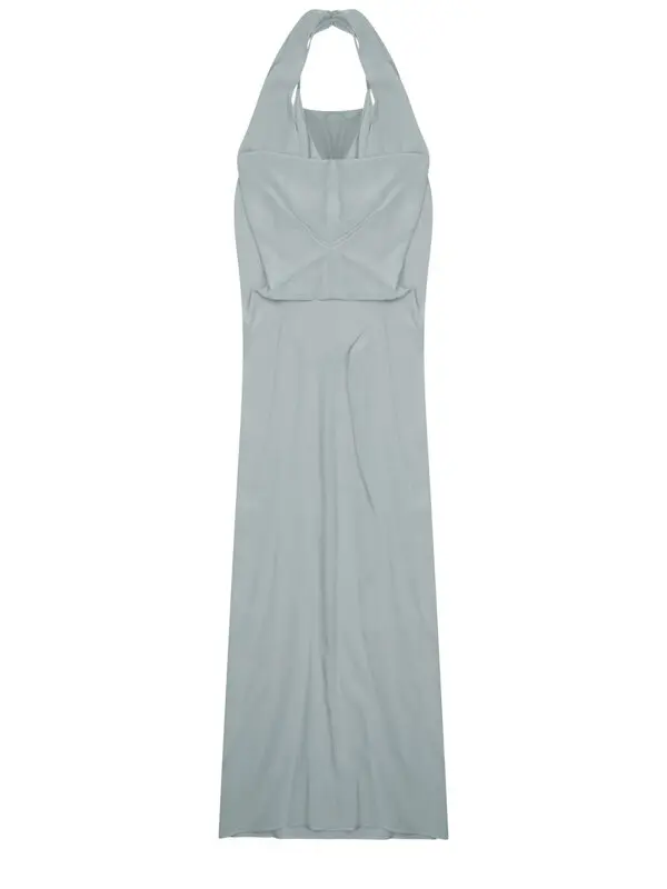 ALYSI Halterneck Maxi Dress In Silk - Grey