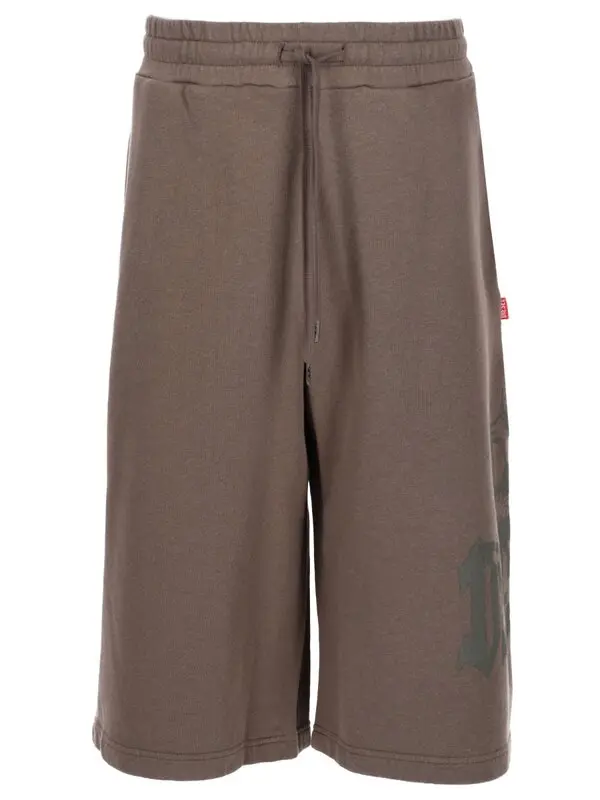 DIESEL® Graphic Wide-leg Sweat Shorts - Brown