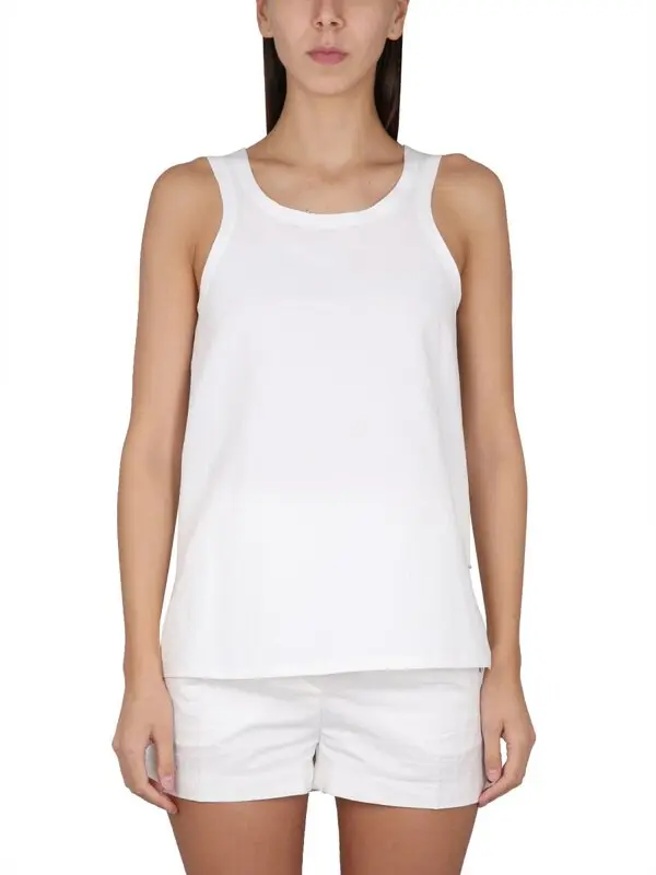 Max Mara Round Neck Cotton And Linen Blend Top - White