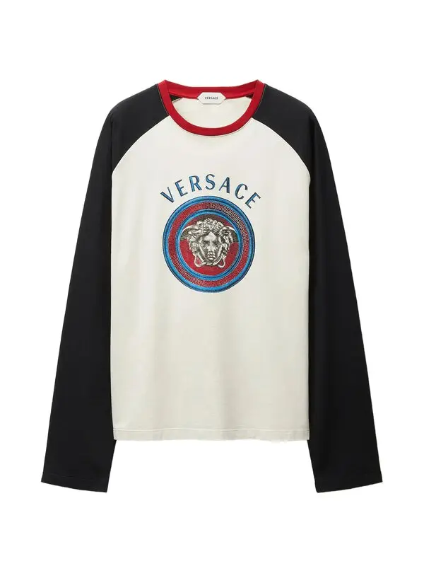 Versace Medusa Logo Graphic T-shirt With Raglan Sleeves Size - Bianco