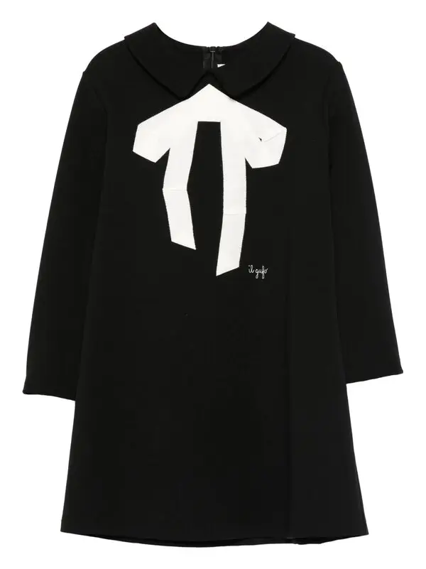 IL GUFO Long Sleeve Mini Dress With Bow Detail