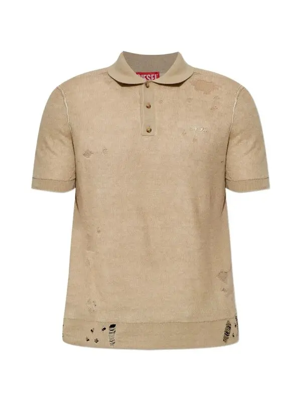 DIESEL® Distressed Knit Polo Shirt
