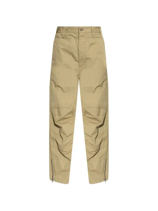 DIESEL® Cotton Trousers With Zip Ankle Detail - Verde