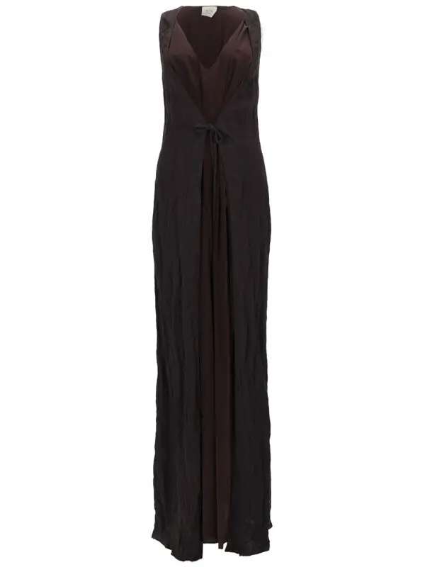 ALYSI Sleeveless Long Suit Dress With Tie Detail
