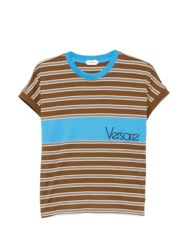 Versace Short Sleeve Logo T-shirt Medium - Marrone