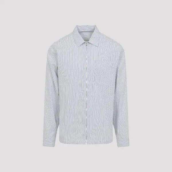 Prada Cotton Poplin Shirt With Striped Pattern - Blue