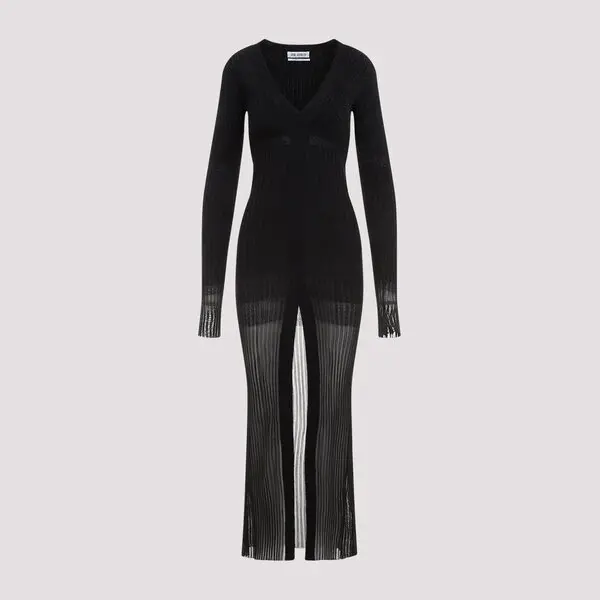 Attico V-neck Ribbed Midi Dress