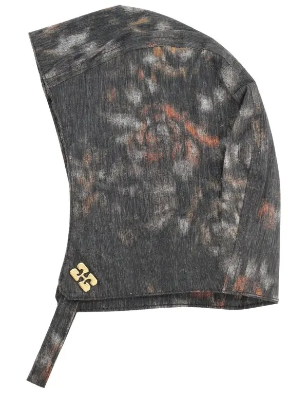 GANNI Printed Tie-detail Hood - Charcoal