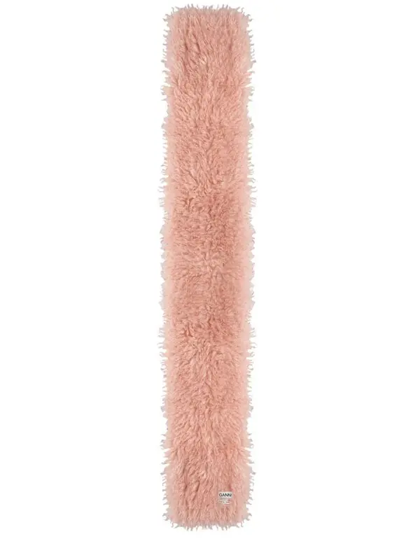 GANNI Faux Fur Scarf - Pink
