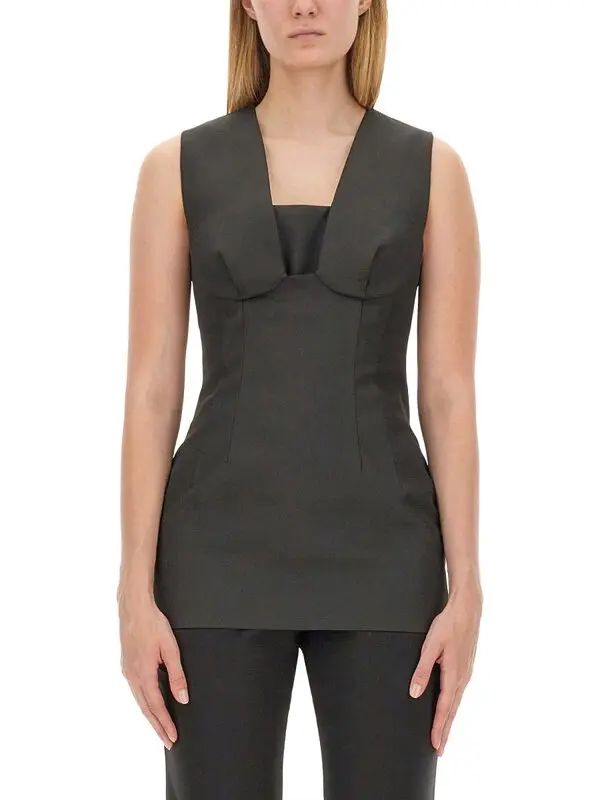 Sportmax Sleeveless V-neck Top - Grey