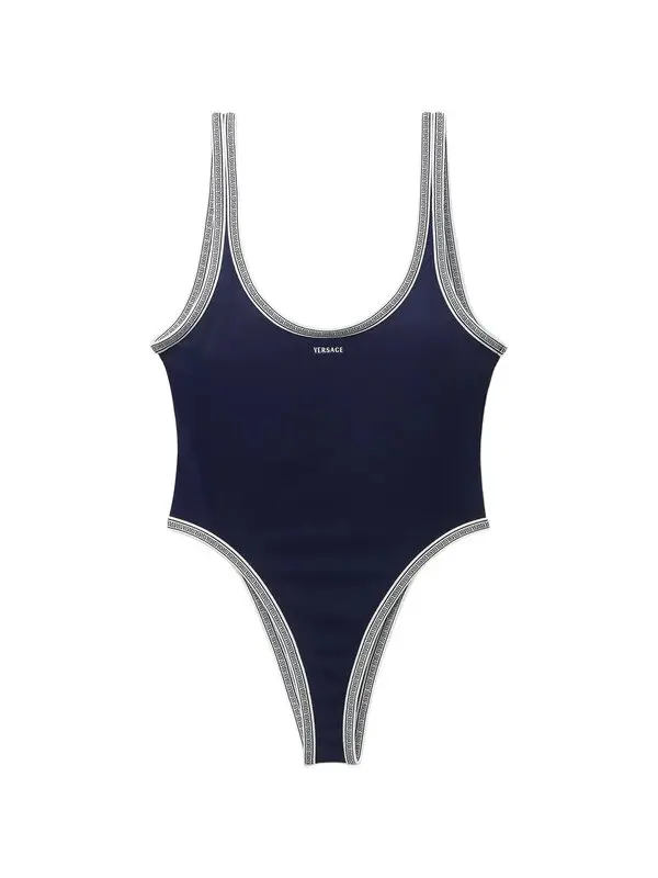 Versace Greek Motif Logo Trimmed One-piece