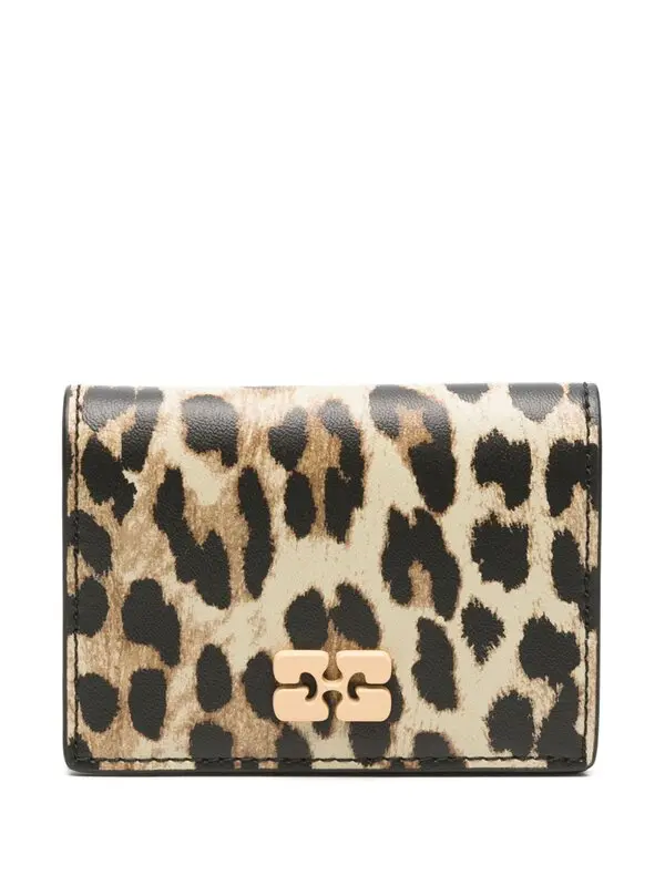 GANNI Mini Closure Wallet With Metal Logo - Beige