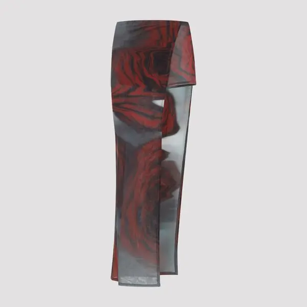 JEAN PAUL GAULTIER Blurry Roses Asymmetric Midi Skirt - Multicolour