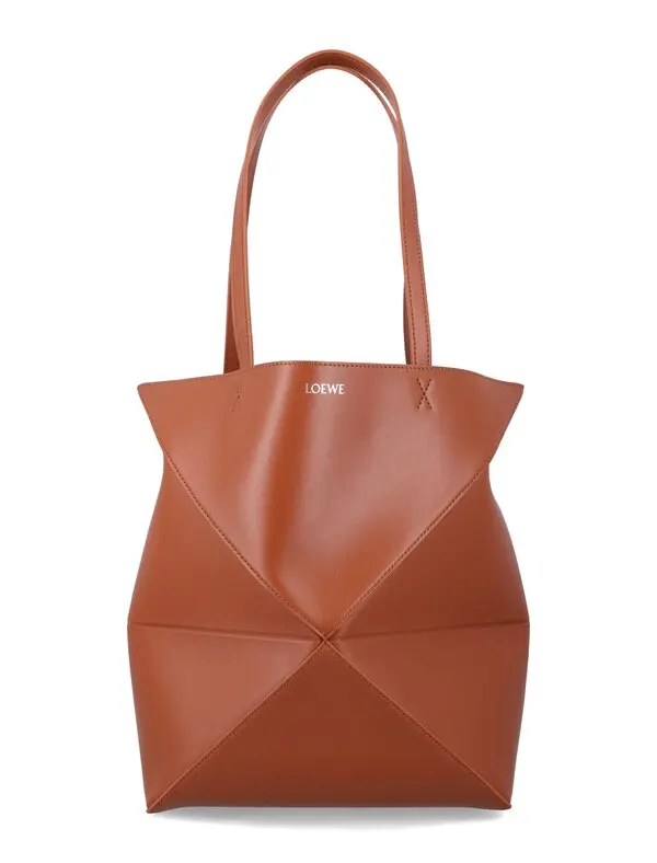 Loewe Medium Puzzle Fold Tote In Shiny Calfskin