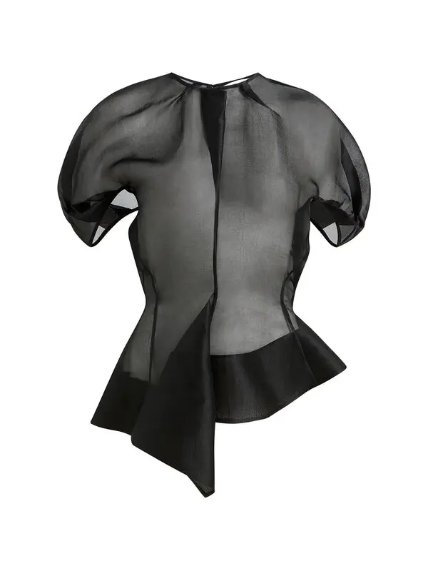 Khaite Asymmetrical Silk Mini Top - Nero