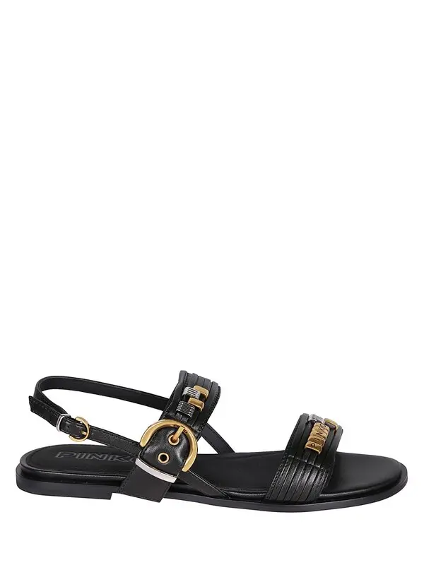 Pinko Open Toe Buckle Fastening Sandals With Gold-tone Hardware