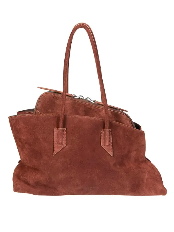Attico La Passeggiata Medium Asymmetric Suede Tote - Marrone
