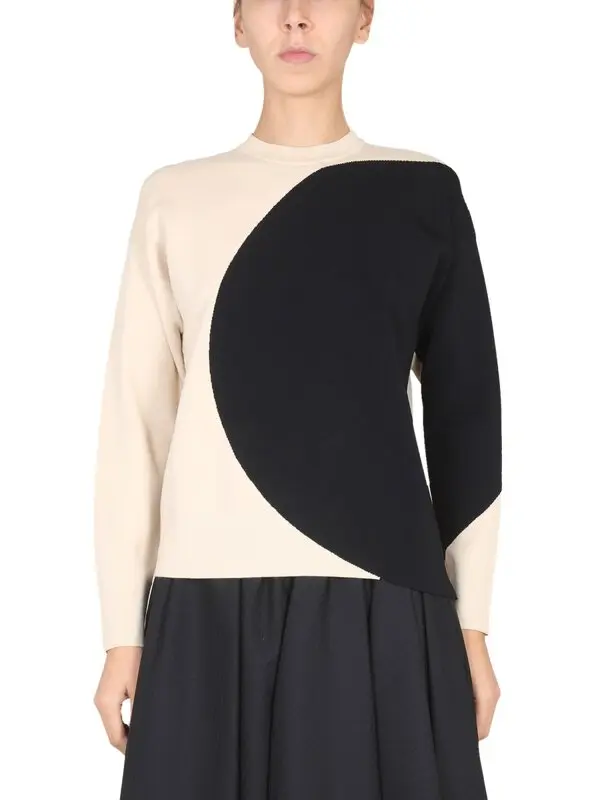 Tory Burch Cashmere Crewneck Sweater With Asymmetrical Design - Multicolour