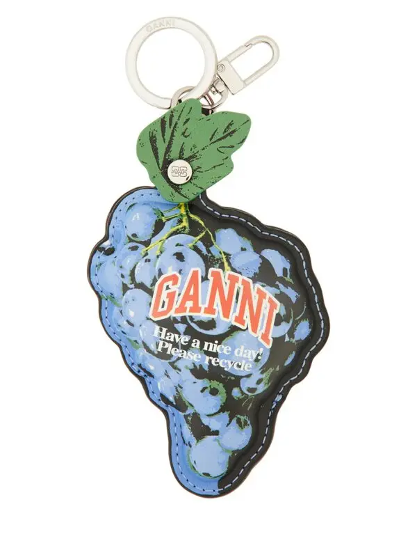 GANNI Mini Leather Keychain - Blue