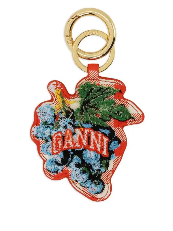 GANNI Gold-tone Keychain With Logo - Red