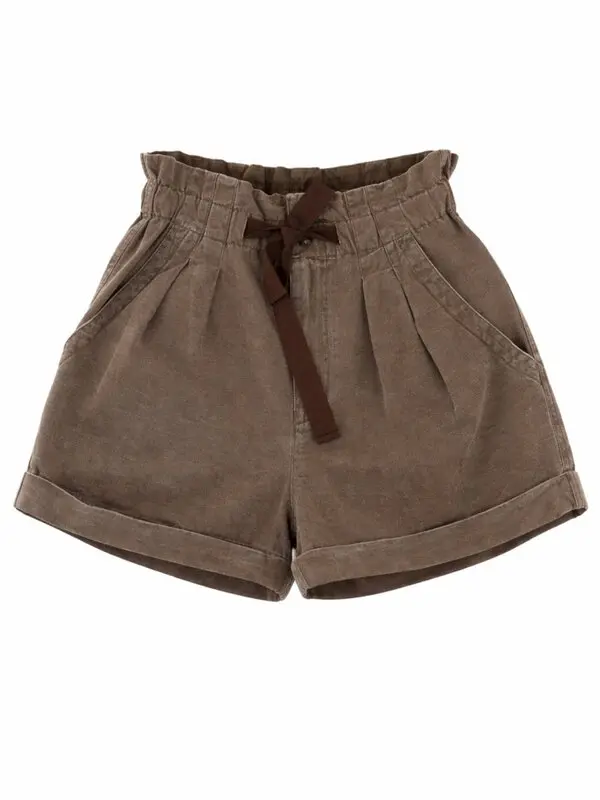 MARANT ETOILE Pleated High-waist Drawstring Shorts - Bronze