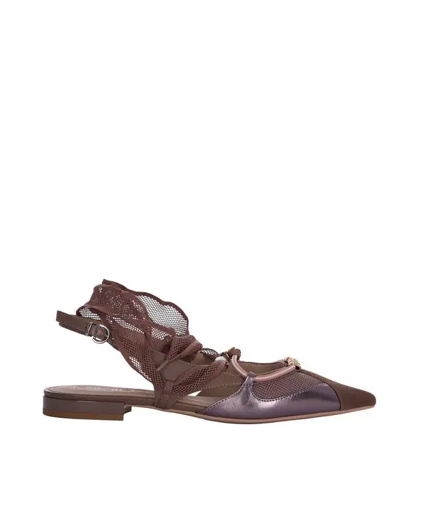 Pinko Flat Shoes With Mesh Detailing - Marrone