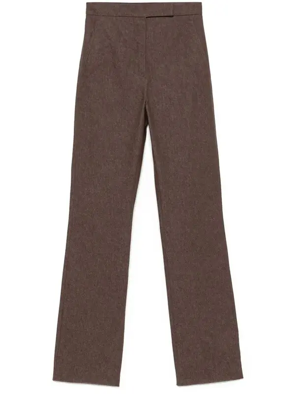Max Mara Straight Fit Cotton Trousers - Brown