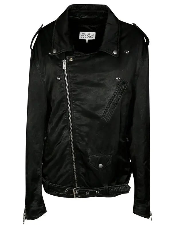 MAISON MARGIELA Washed Cotton Biker Jacket - Nero