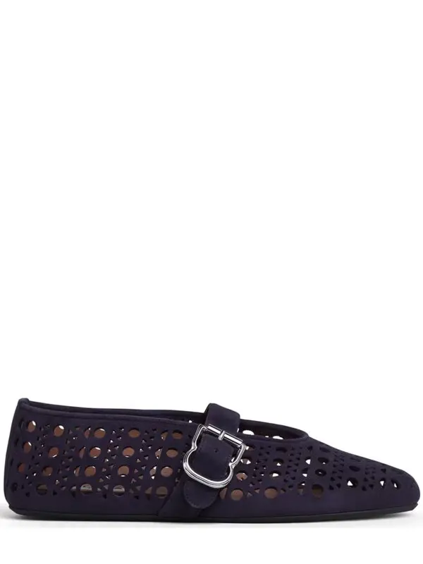 Alaïa Sleek Ballerina Flats With Buckled Strap - Violet
