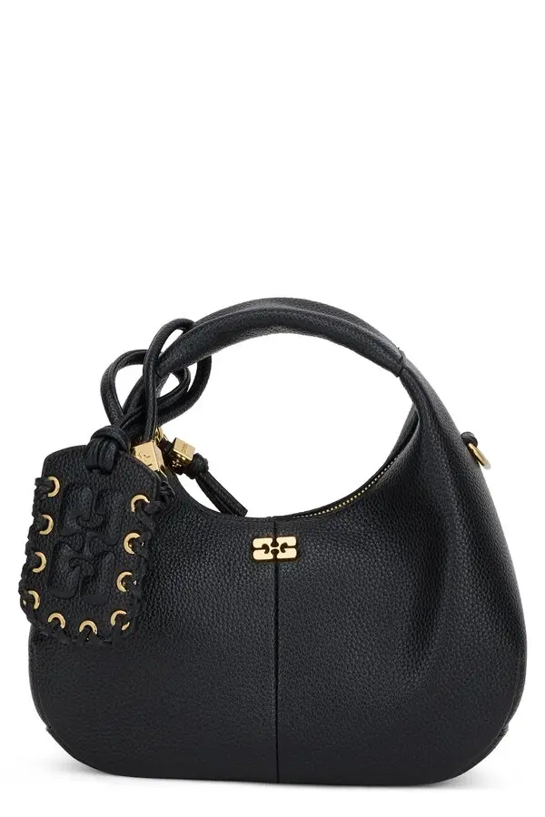 GANNI Mini Hobo Bag With Twisted Detail - Black