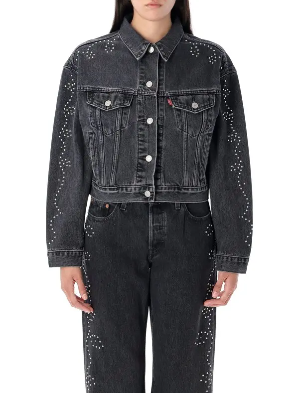 LEVI'S Cropped Mini '90s Trucker Denim Jacket - Black