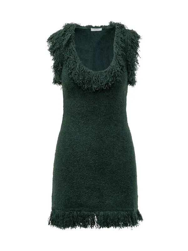 FERRAGAMO Fringe Detail Dress - Moss