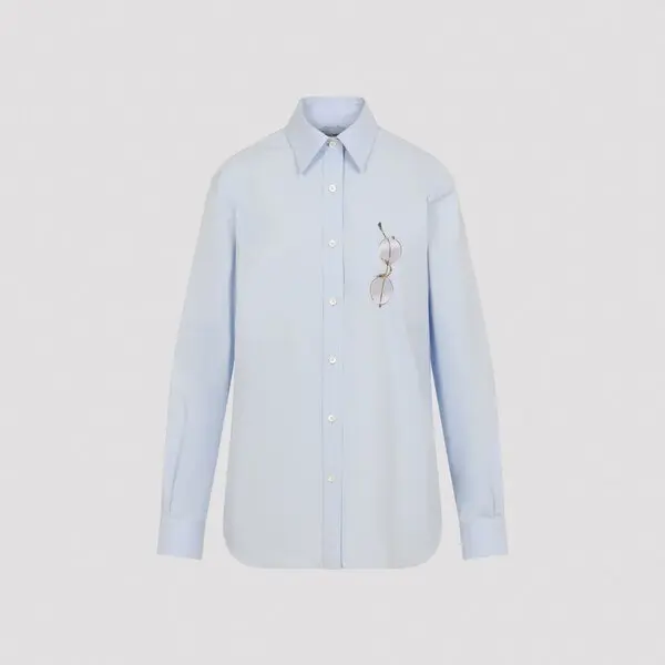 Moschino Printed Stretch Cotton Poplin Shirt - Blue
