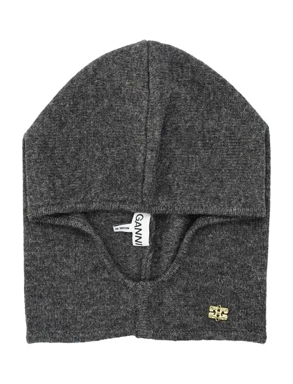 GANNI Ribbed Wool Balaclava - Phantom