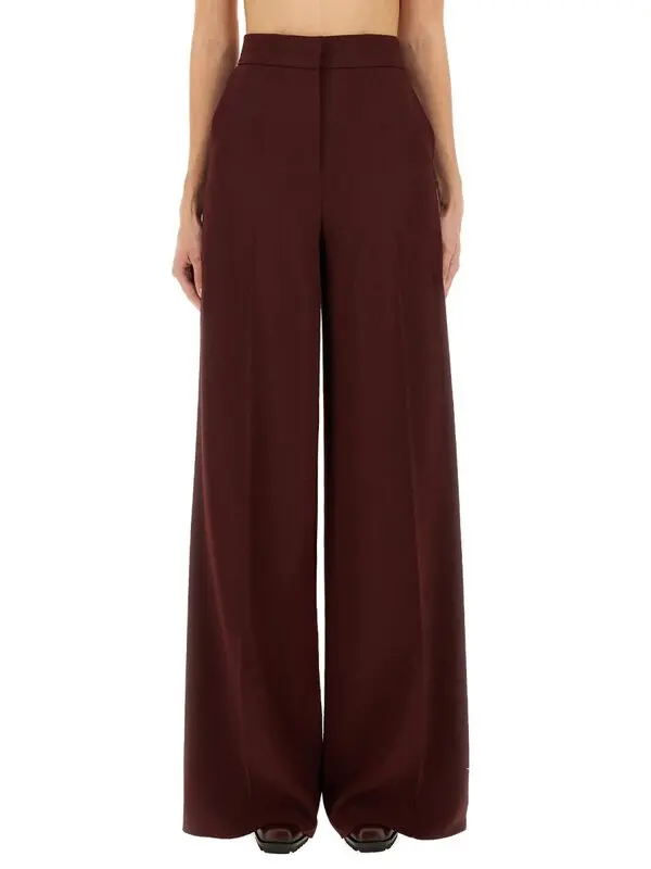Max Mara Wide Leg High Rise Tailored Trousers - Bordeaux