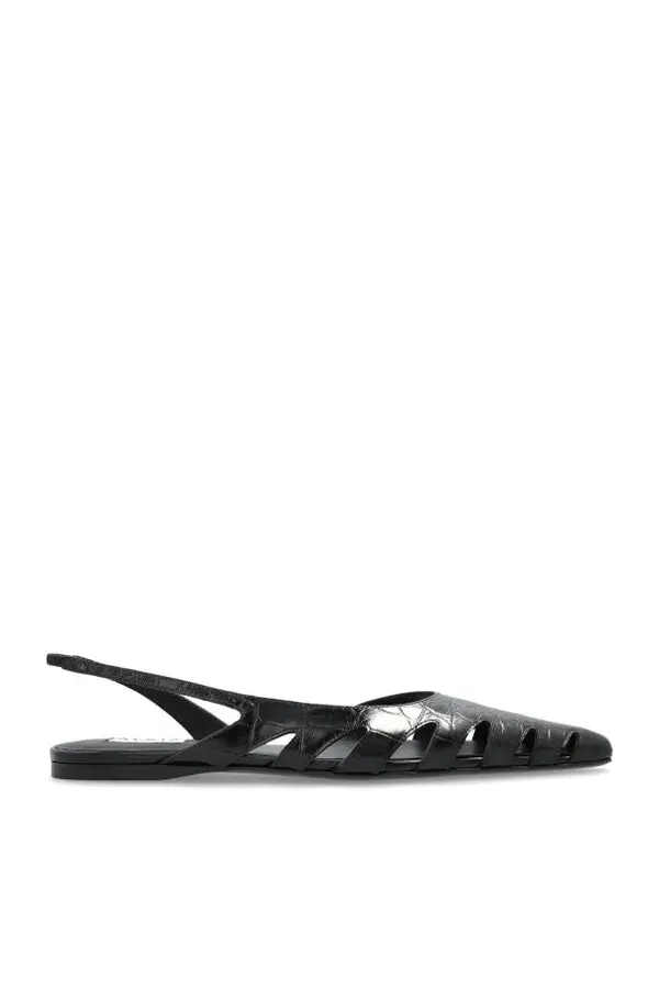 Alaïa Slingback Flats With Croc-effect Detailing - Noir