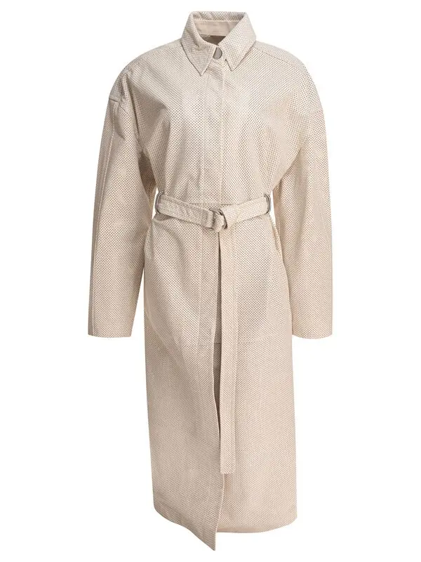 Max Mara Perforated Belted Long-sleeved Coat
