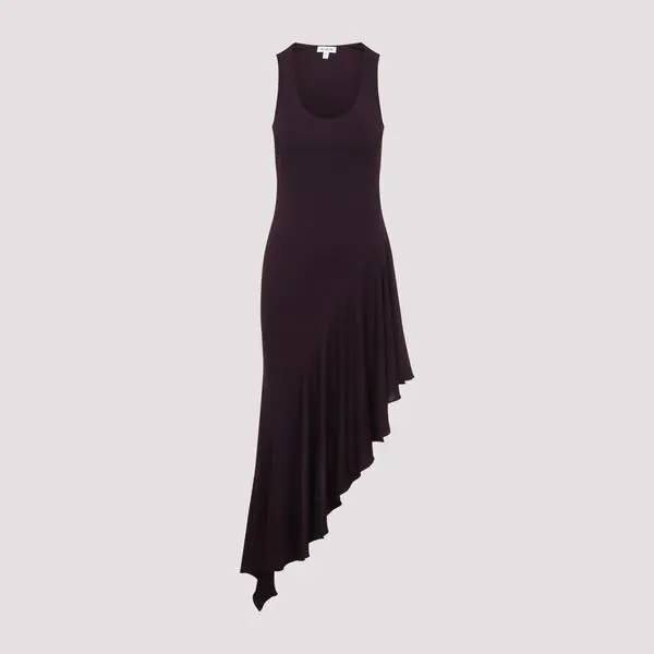 Alaïa Asymmetrical Fluid Jersey Midi Dress With Draped Ruffle Detail - Red