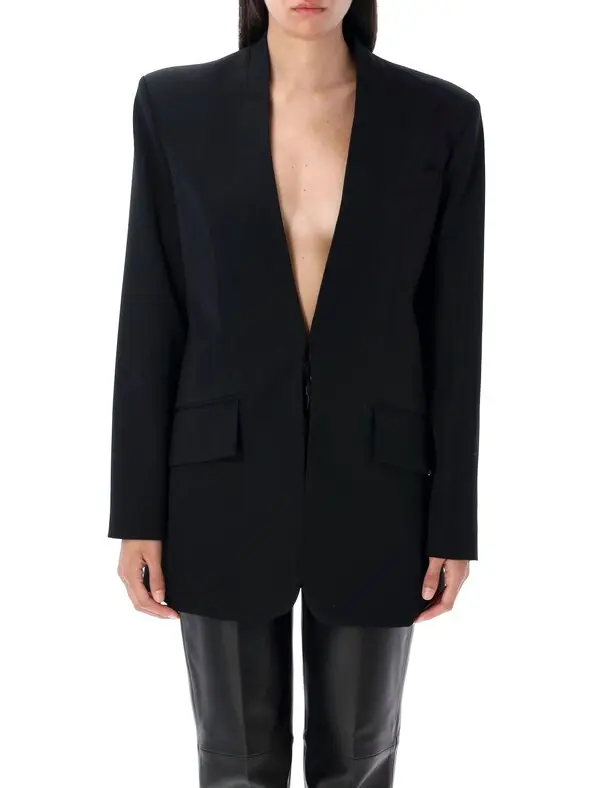 Attico Wool Gabardine Jacket - Black