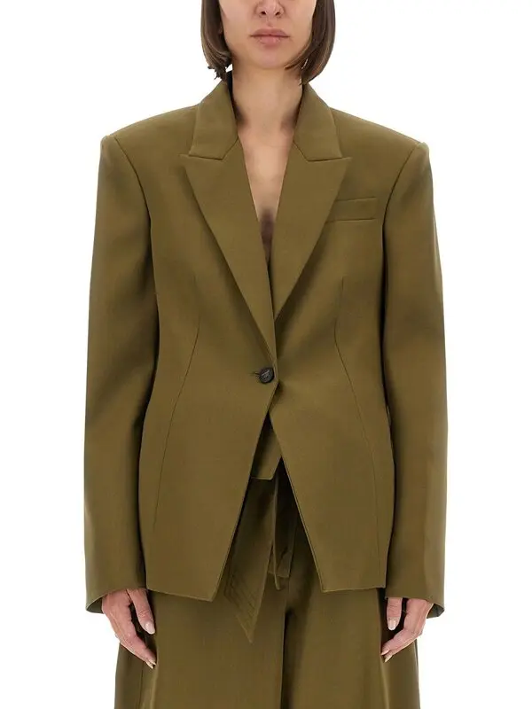Attico Tailored Deep V Blazer Jacket - Green