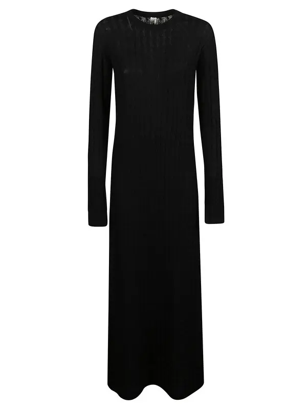 TOTEME Maxi Cable Knit Dress With Crewneck - Black